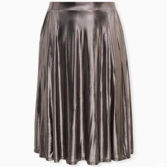 torrid | Skirts | Torrid Plus Size Metal Grey Liquid Shine Midi Skirt ...